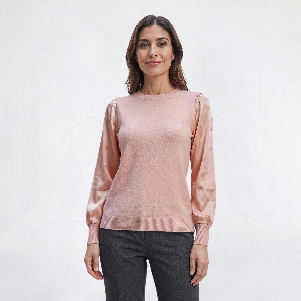 Click here for Petite Zac & Rachel Long Heart Satin Sleeve Sweate... prices